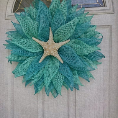 Coastal Beach Front Door Wreath, Beach House Wreath, Seashell Wreath ...