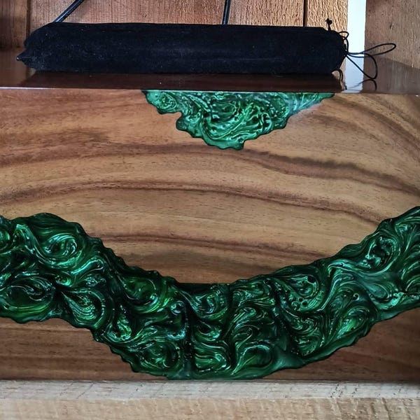 Handcrafted Rosewood and Resin Ocean Wave Design Memorial Urn Box ...