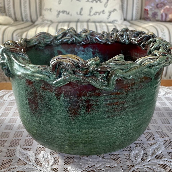 LARGE Handmade Ceramic Serving Bowl, One-of-a-kind, Wheel Thrown ...