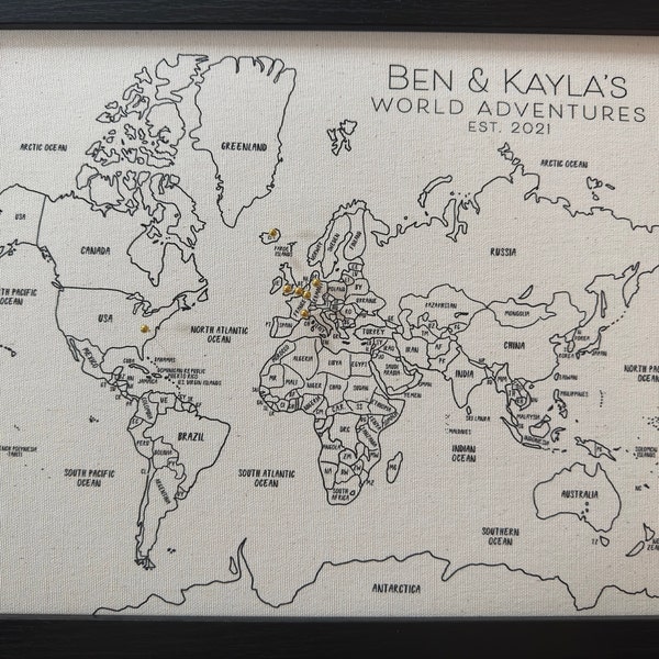 World Push Pin Personalized Map, Custom Push Pin Map for Travels ...