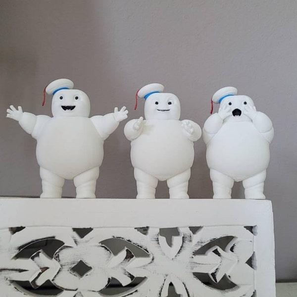 3 Adorable Ghostbusters Mini Stay Puft Marshmallow Man Figurines (3 ...