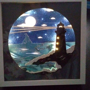 Lighthouse Nautical Sea Beach Scenic Boat Coast Papercutting 3d ...