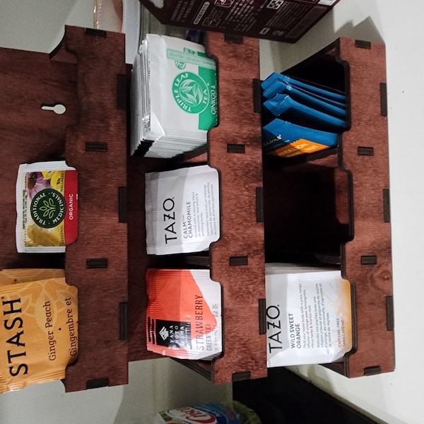 Tea Bag Organizer, Wood Tea Bag Holder, Tea Organizer Vertical, Tea ...