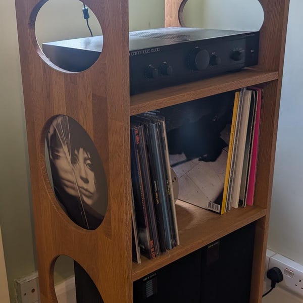Record Player Stand - Vinyl Record Storage Cabinet - Mid Century MCM ...