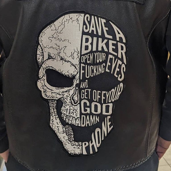 SAVE A BIKER Large Back Patch for Custom Biker Vest - Etsy