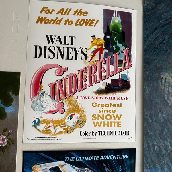Cinderella Movie Poster Vintage Disney Movie Poster Classic Walt Disney ...