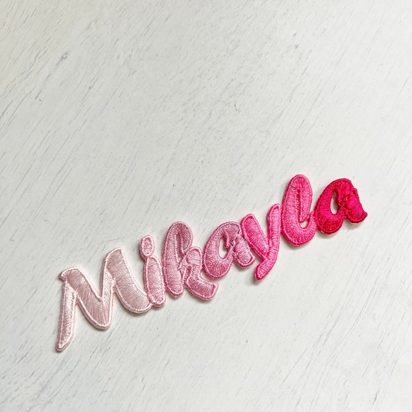 Custom Embroidered Name Iron on Patch Script Font Personalized | Your Name Embroidery | Multi ...