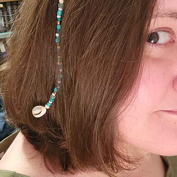 Clip-on Mermaid Hair Extension | Handmade W Beads & Cowrie Shell | Hair ...