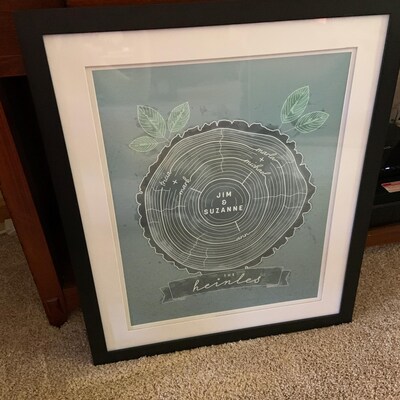 3 Generation Family Tree Rings Artwork, Personalized Anniversary ...
