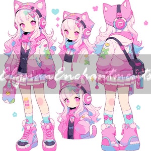 Adoptable emerys Pretty Purple Goth Kemonomimi Neko Punk Design, Unique ...