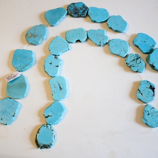 Blue Magnesite Turquoise Freeform Slab Slice Beads 30mm 35mm 40mm 15.5 ...