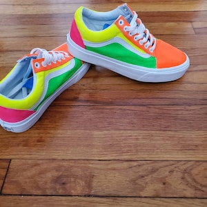 Custom Vans neon Lights big Kids/adults Men Women Pink Orange Yellow ...
