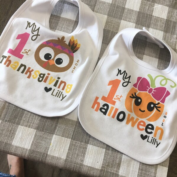 My First Halloween Bib Set , Personalized Halloween Bibs , My First ...