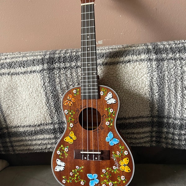 Hand-painted Tenor, Concert, Soprano, or Baritone Ukulele: Butterfly ...