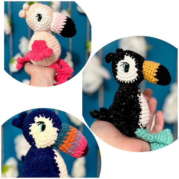 Taco the Toucan (&flamingo) Pattern, Crochet Toucan and Flamingo ...