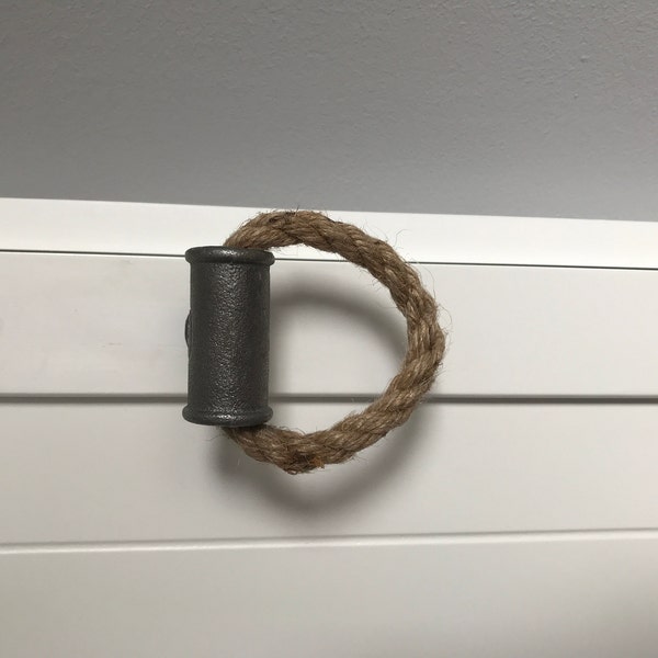 Industrial Pull Handle From Malleable Iron and Linen Rope - Etsy