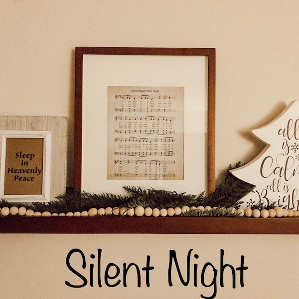 Silent Night Christmas Carol Art, Vintage 1818 Christmas Carol Music ...