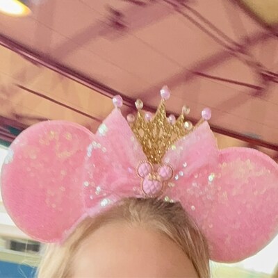 Pink Mickey Ears With Gold Crown, Mickey Ears, Minnie Ears, Princess ...