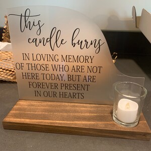 Wedding Remembrance This Candle Burns Memorial Candle Memorial Sign ...
