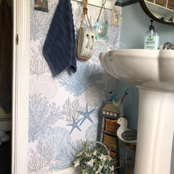 Coral Seashells Starfish Custom Color Wallpaper - Seashells Corals and ...