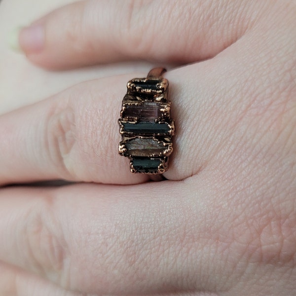 Multi Tourmaline Ring | Rough Stone Ring | Statement Ring | Gemstone ...