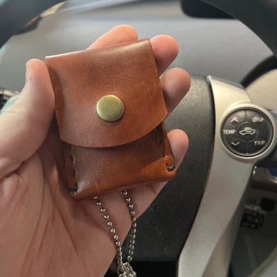 Leather Keychain, Leather Key Holder, Triangle Key Fob, Small Coin ...