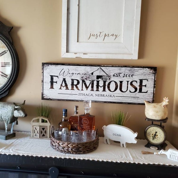 Rustic Farmhouse Sign, Huge Farm Sign, Custom Family Name Farmhouse ...