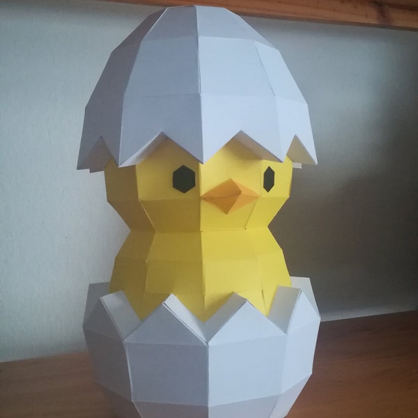 Chick in Egg Papercraft 3D DIY Low Poly Paper Crafts Easter Decor Model Template - Etsy