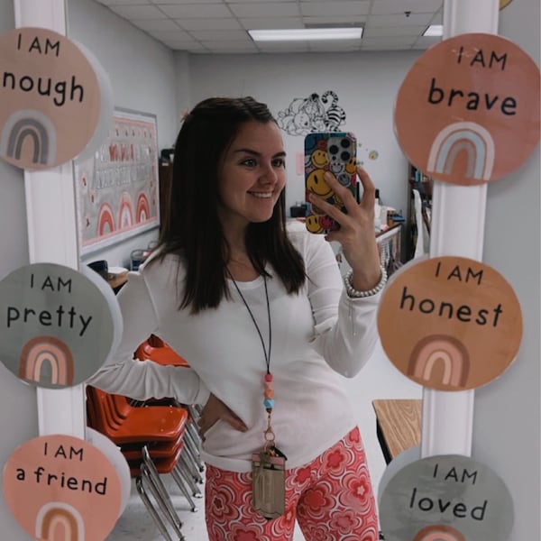 BOHO RAINBOW Affirmation Station | Positive Affirmations Mirror Display ...