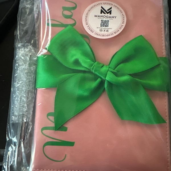 Elegant Personalized Journal, Pink and Green, Notebook, Custom Journal ...