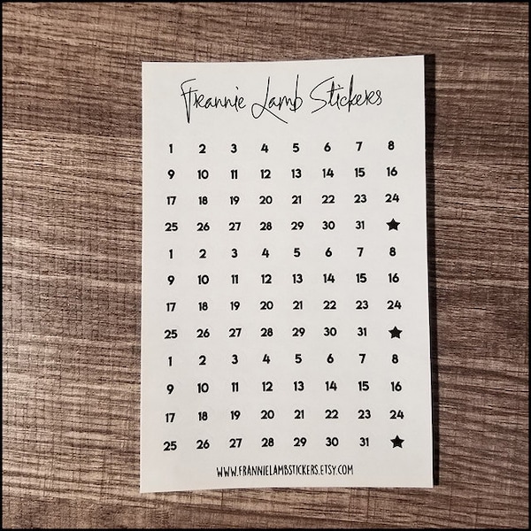 Number Planner Stickers, Calendar Stickers, Round Stickers, Color and ...