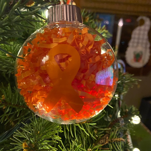 Orange Awareness Ribbon Christmas Ornament for Leukemia, Kidney Cancer ...