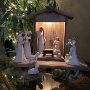 Willow Tree Holy Family Nativity Figurines With Cypress Trees Set of 8 ...