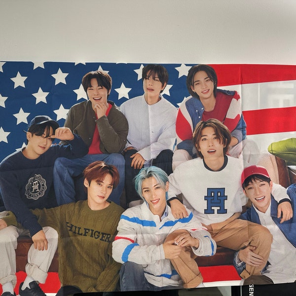 Stray Kids Members Photoshoot Flag Banner, Skz Members American Flag ...