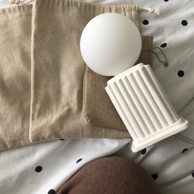 Blue Adeera Dimmable Small Round Table Lamp With a Glass Light Shade ...