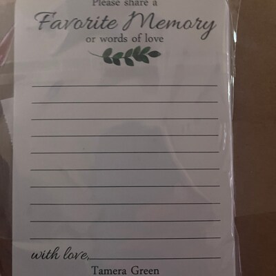 Handmade Memorial Share a Memory Cards Memorial Cards Share Words of ...