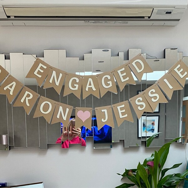 Engaged Bunting Banner Garland. Personalised Engagement Bunting Banner ...