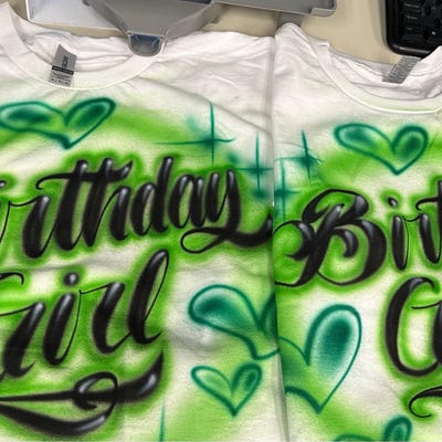 Airbrush T Shirt Script Hearts Name - Etsy
