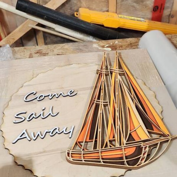 Sailing Boat Laser Cut 3D File SVG Multilayer Sailboat Laser Cut File ...