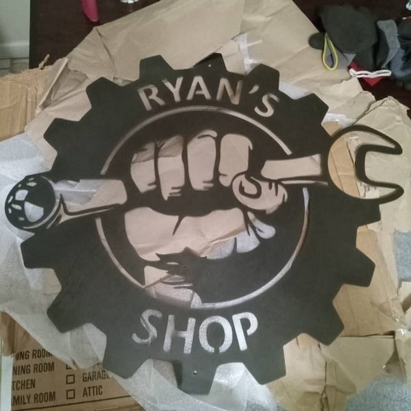 Personalized Man Cave Shop Sign | Custom Metal Shop Sign | Dad Gift ...