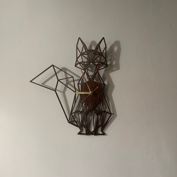 Fox Clock - Geometric Wooden Fox Clock - Full Fox. Perfect for Fox ...