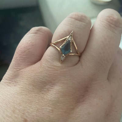 London Blue Topaz Engagement Ring Kite Shaped London Blue Topaz Wedding ...