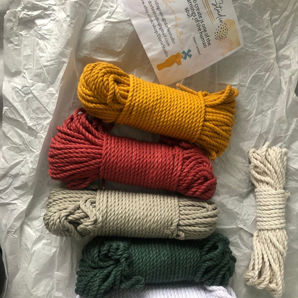 SET of Macrame Cotton Cord Bundles for Crafts, 3-ply 3 Strand Rope 3 ...