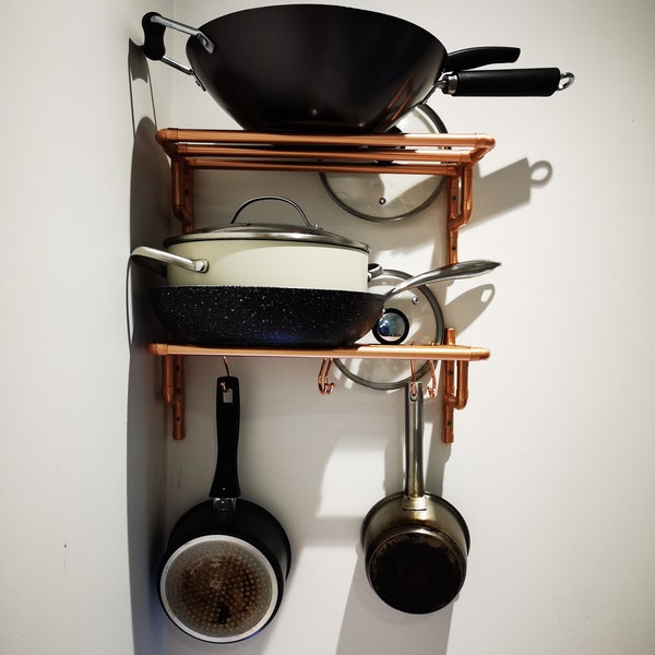 Copper Pot and Pan Rack | Pot and Pan Holder | Pan Hanging Rack - Etsy