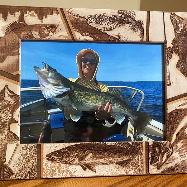Walleye Fish Laser Engraved Wood Picture Frame - Etsy