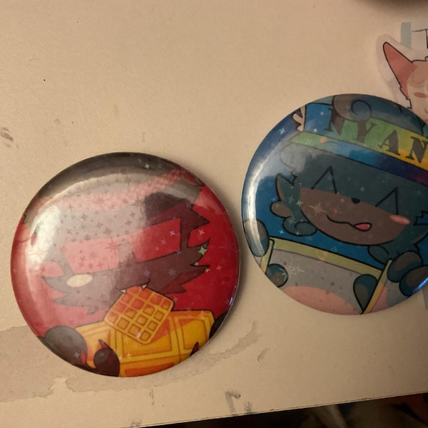 Roblox Forsaken Holographic Pin Buttons - Tac Nayn Chance , Nyan Cat ...