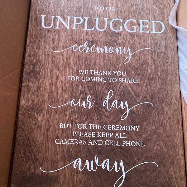 Unplugged Wedding Sign - Unplugged Ceremony Sign - Vertical Wooden ...