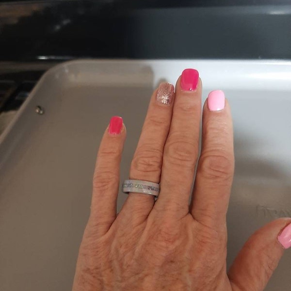 Unicorn Poop Ring With Opal Inlay - 6mm Width - Diamond Dust Ring ...