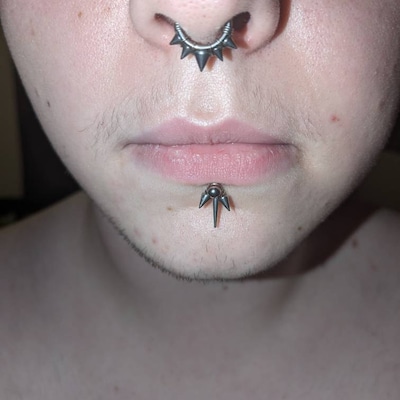 Lips Piercing Jewelry With Spike Lip Ring Vertical Labret - Etsy