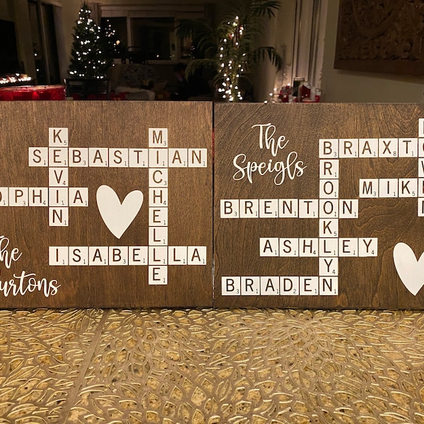 Scrabble Tile Sign, Crossword Layout Sign, Last Name Sign, Scrabble ...